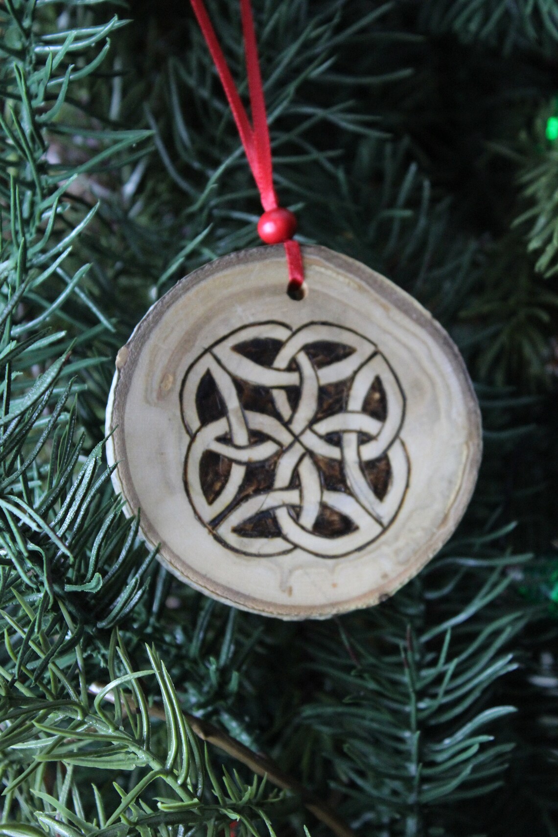 Celtic Knot Christmas Tree Ornament Wood Burned | Etsy