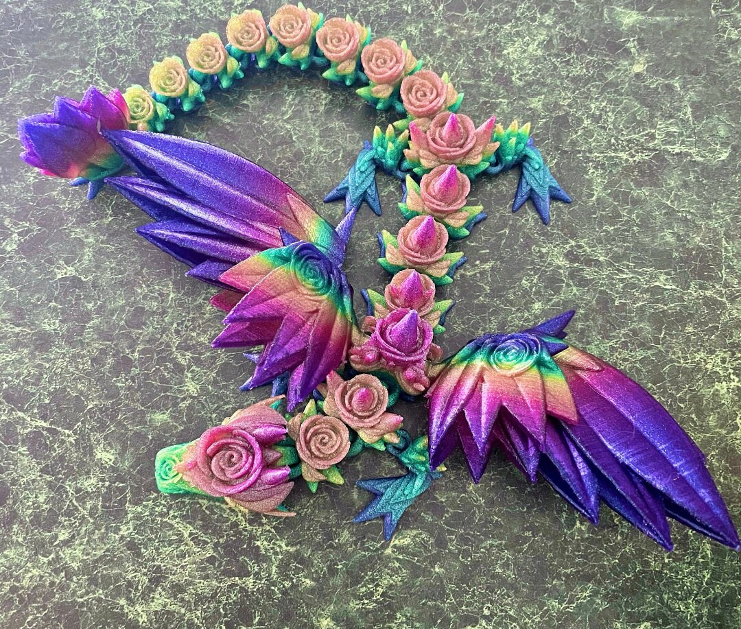 Rose Wing Dragon, Articulated Winged Rose Dragon Decoration, Desk Toy ...