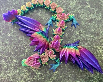 3D Printed Articulated Rose Wing Dragon - Etsy