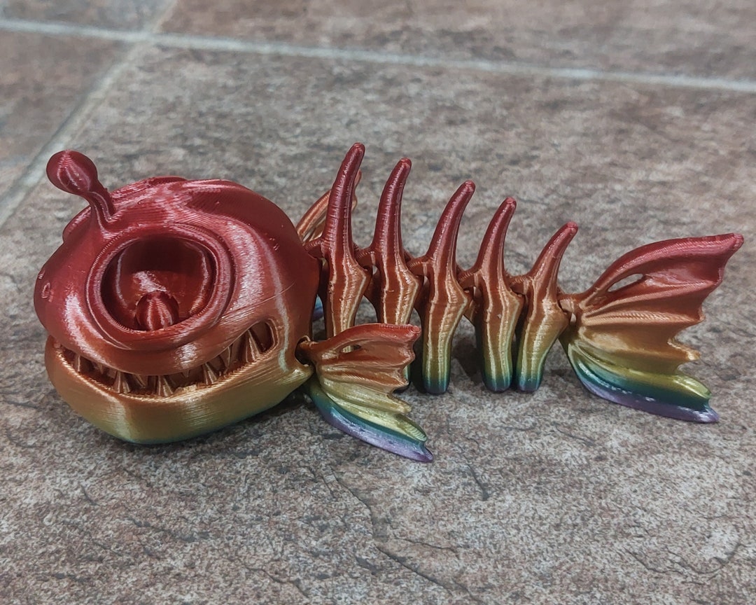 Articulated Fish, Skeleton Angler Fish, Flexi Fidget Angler Fish Toy ...