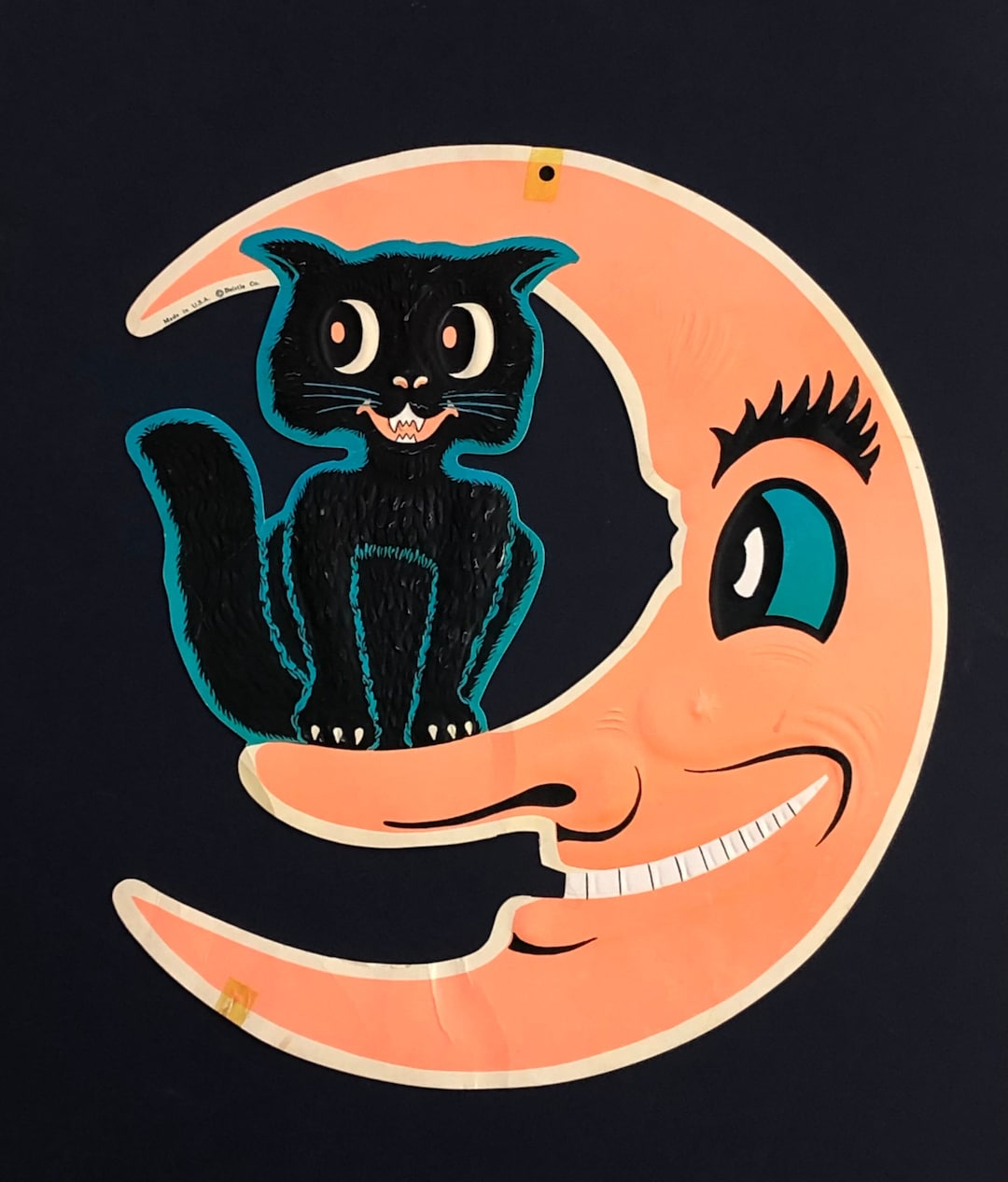 Vintage Beistle Halloween Die-cut, Embossed Decoration, Black Cat and ...