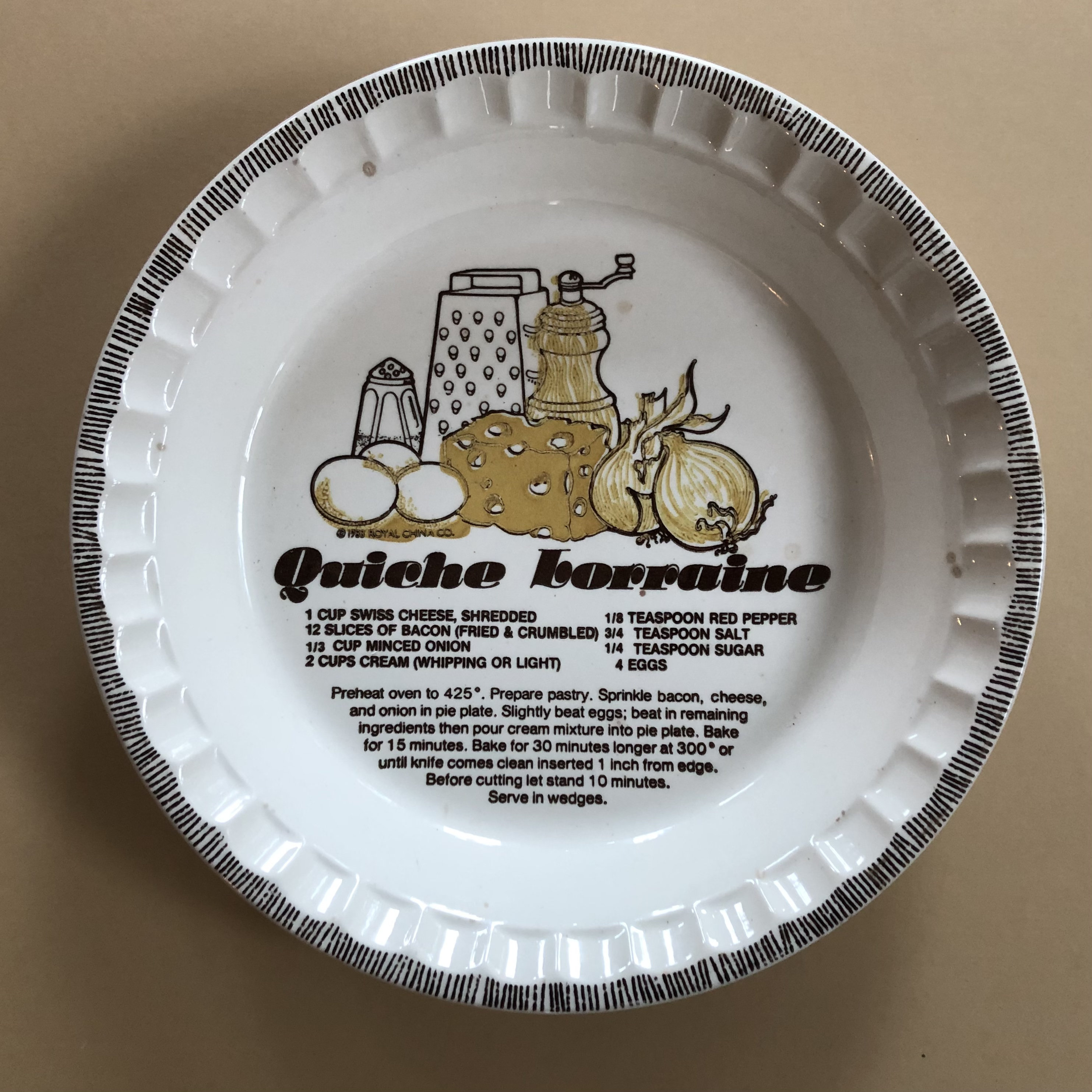 Vintage Quiche Lorraine Recipe Pie Plate - Etsy