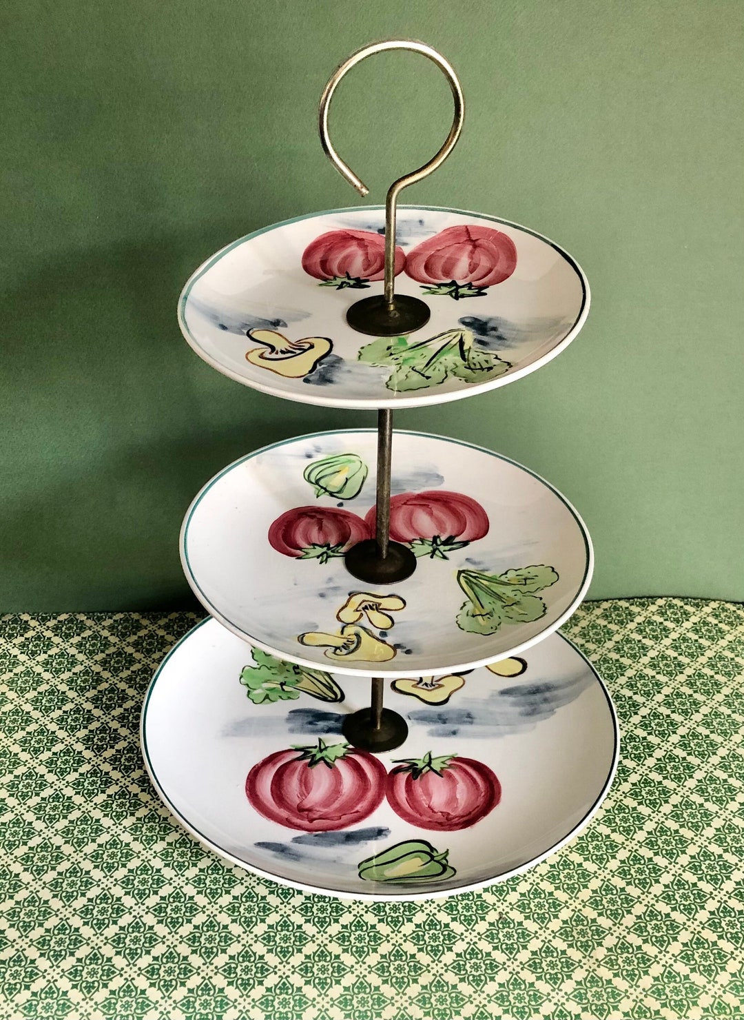 Vintage 1950s Three-tier Server With Vegetable Design - Etsy