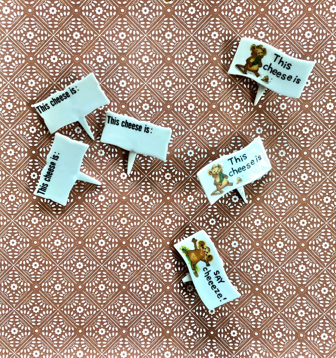 Vintage Porcelain Cheese Tags/labels, Set of Six: Plain and Suzy’s Zoo ...
