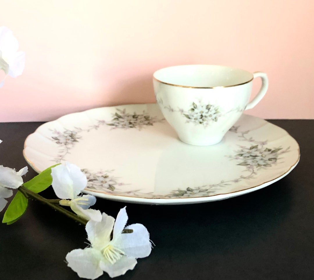 Vintage “jennifer” Snack Set, Coffee/teacup and Plate, Apple Blossom ...