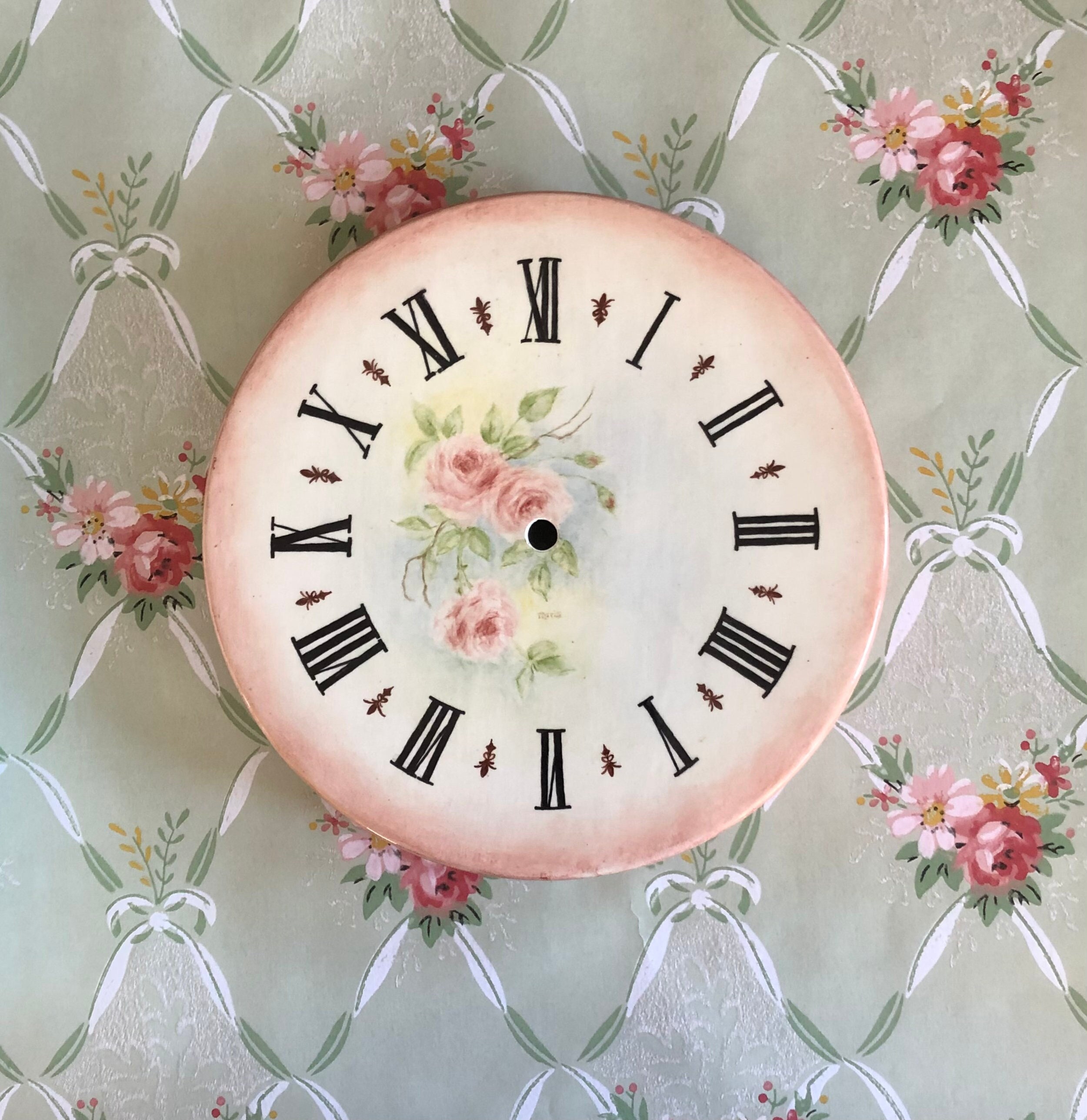 Vintage Ceramic Pink Rose Clock Face - Etsy