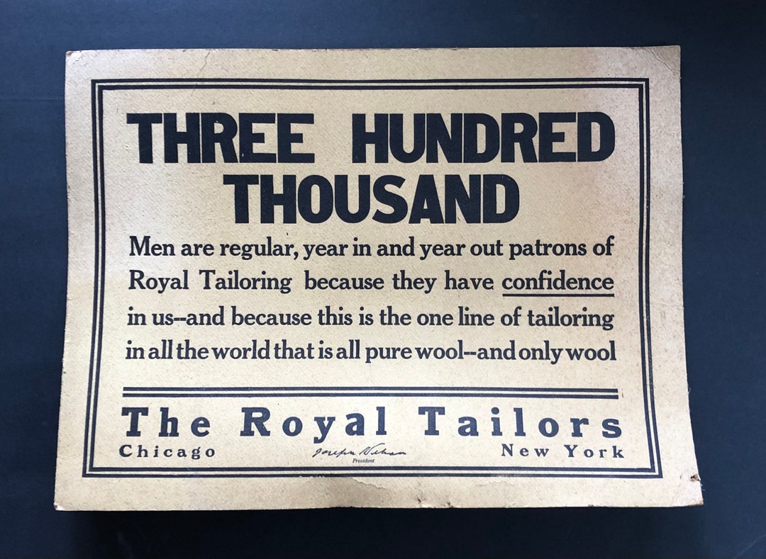 Vintage Men’s Tailor Advertising Sign, the Royal Tailors, Circa 1910 - Etsy