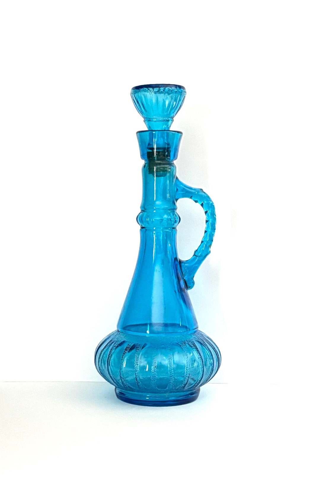 MCM Turquoise “genie” Bottle Glass Liquor Decanter - Etsy