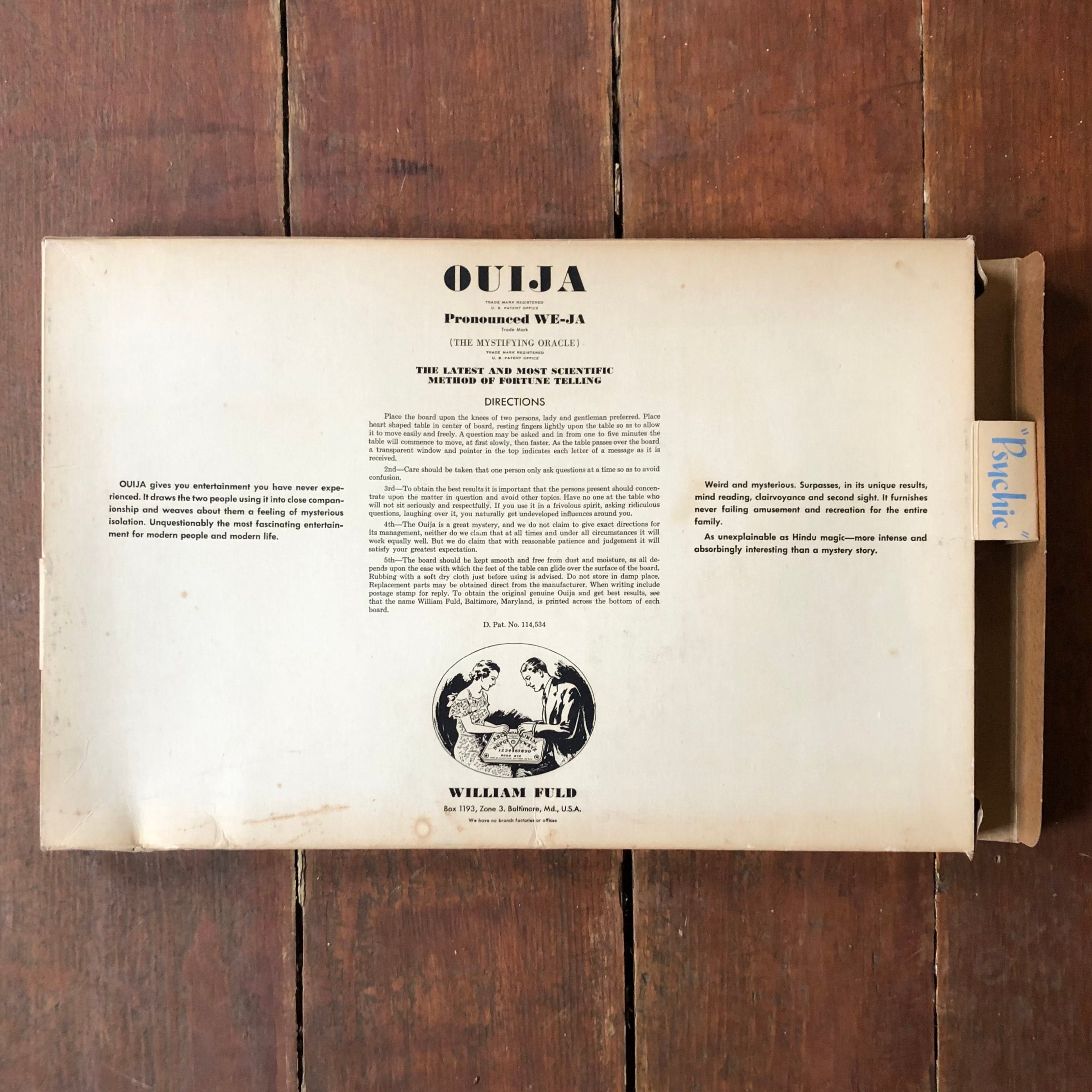 Vintage Original and Complete William Fuld Ouija Board, Pre-dates ...