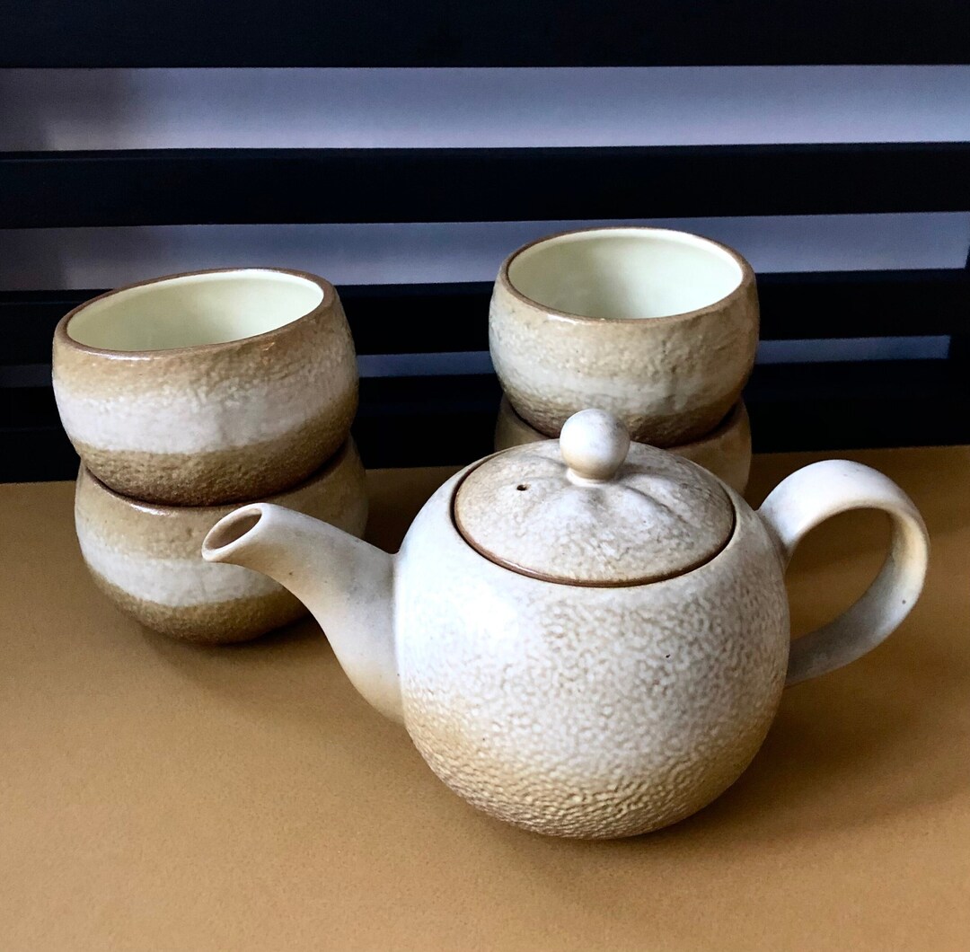 Vintage Japanese Style Tea Set, Stoneware Tea Set, Earth Tones and ...
