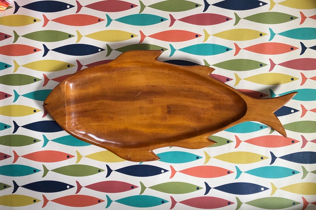 Vintage Mid-century Wooden Fish Serving Platter/wall Art - Etsy