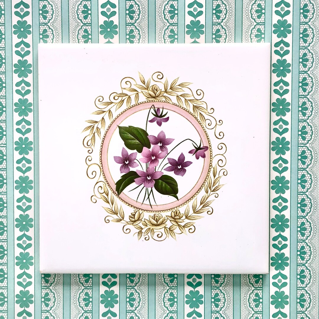 Pretty Vintage Violet Ceramic Tile Trivet - Etsy