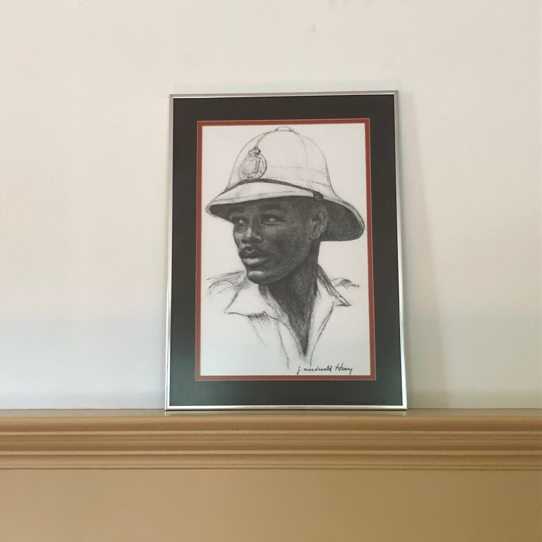Vintage J. Macdonald Henry Print of a Charcoal Portrait of a Jamaican ...