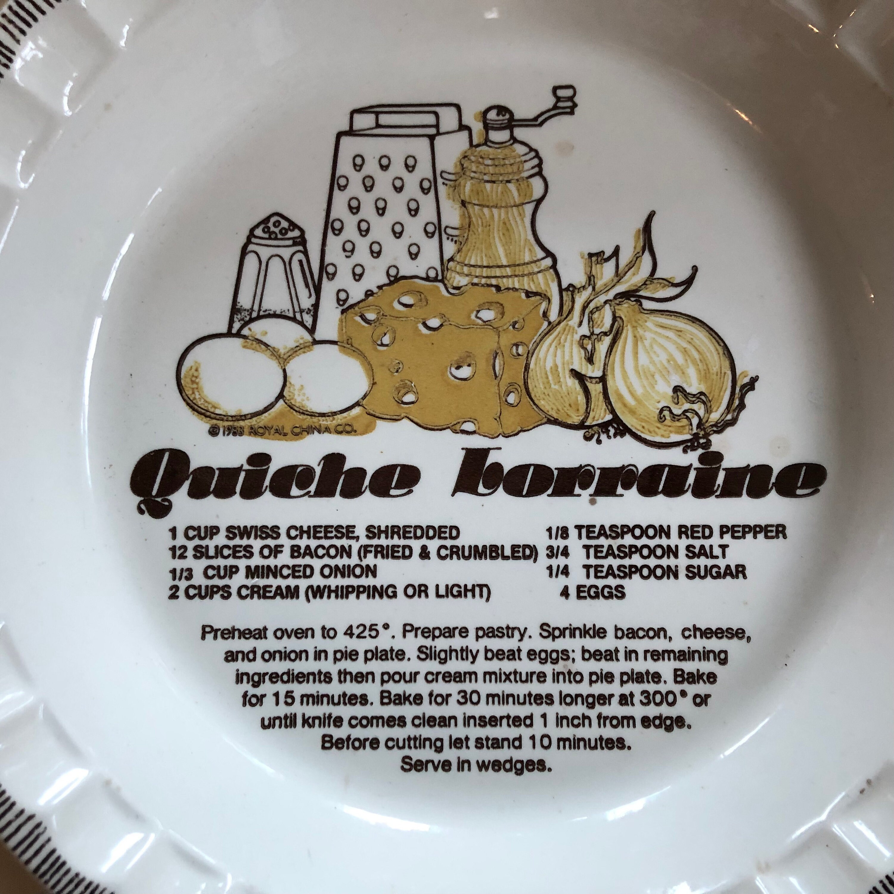 Vintage Quiche Lorraine Recipe Pie Plate - Etsy