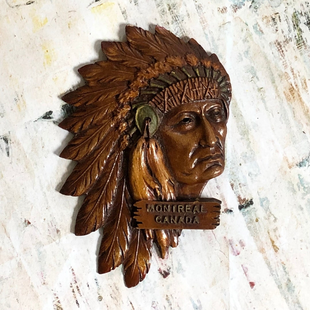 Vintage Wood Composite Canada Souvenir, Native Canadian Portrait - Etsy