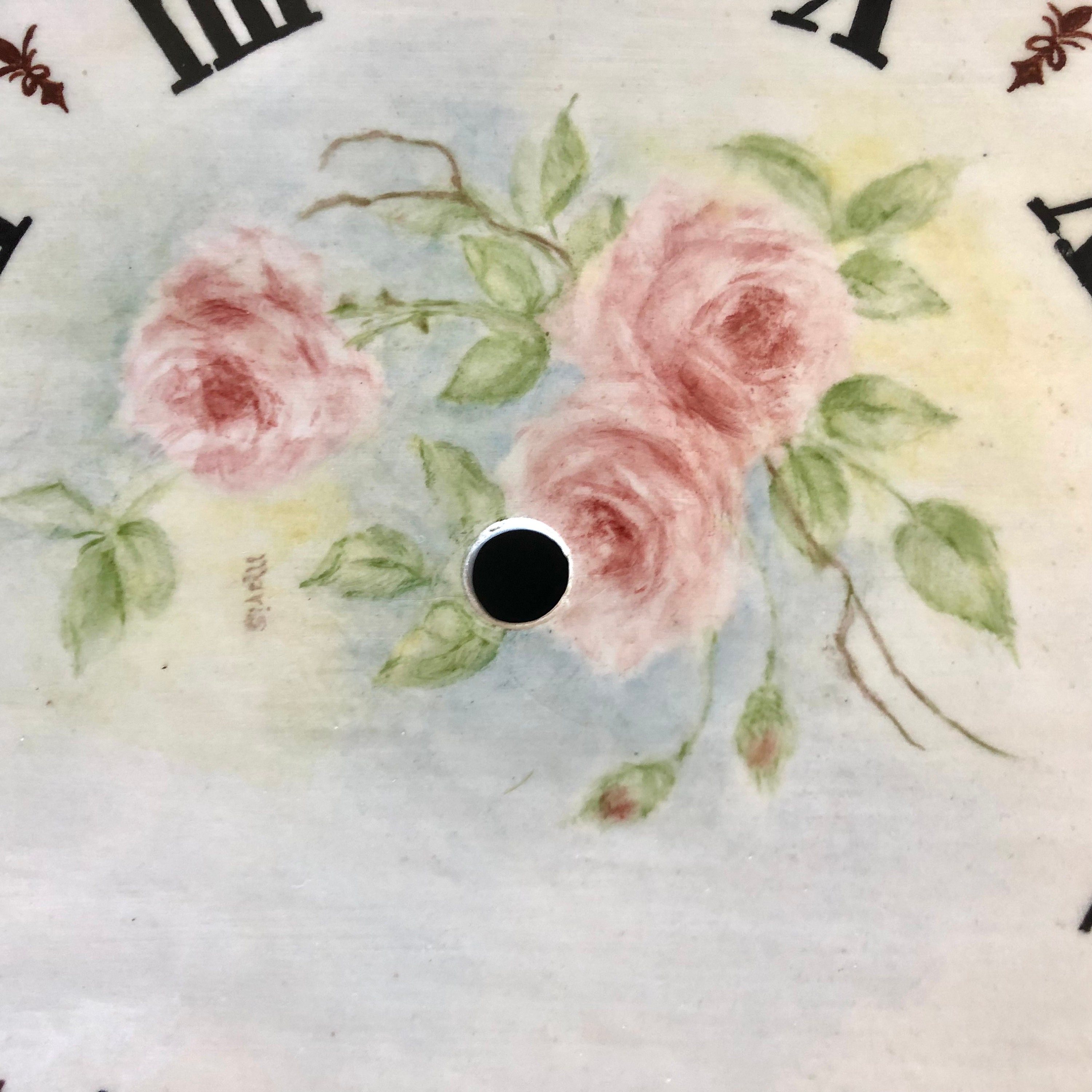 Vintage Ceramic Pink Rose Clock Face - Etsy