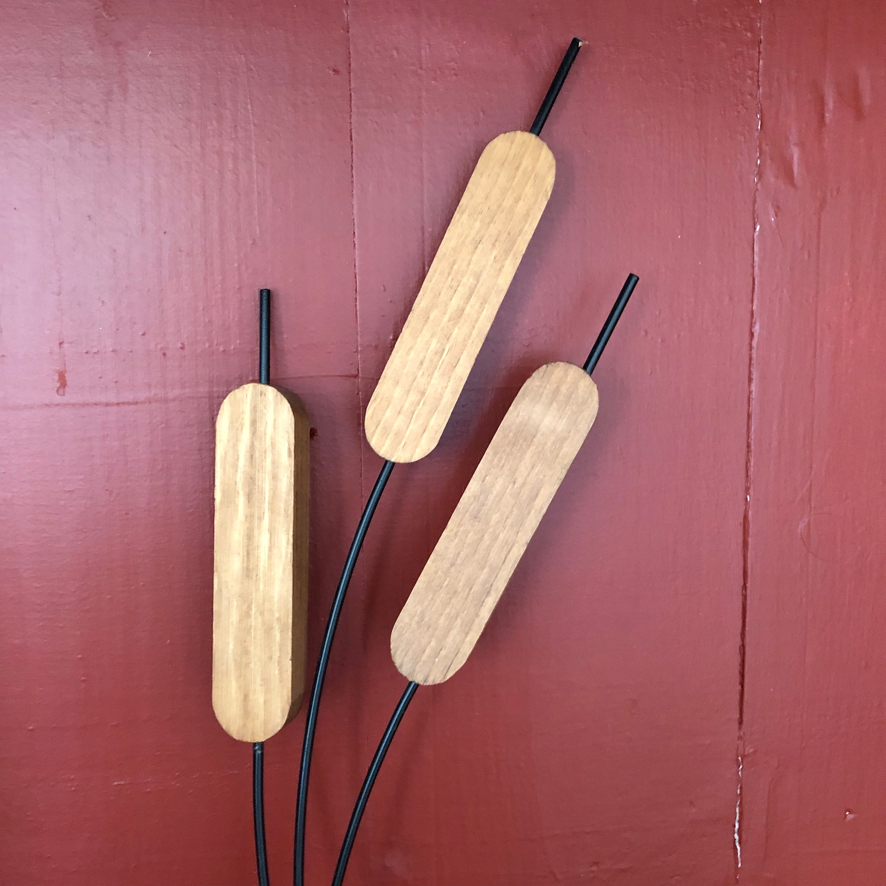 Wood and Metal Cattails, Wall Art, 1970s. - Etsy
