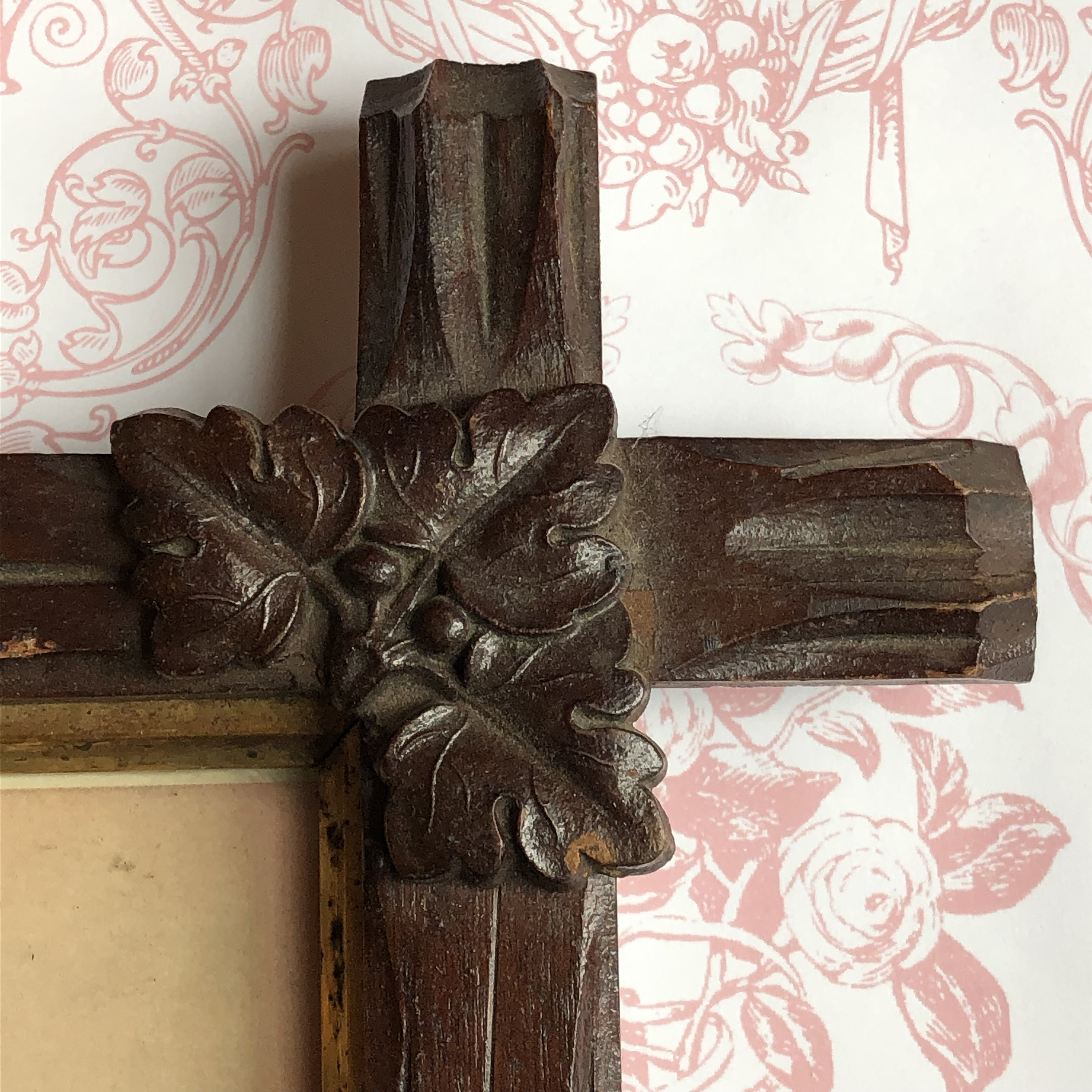 Pretty Victorian Carved Wooden Frame, With Print by Artist Eleanor B ...