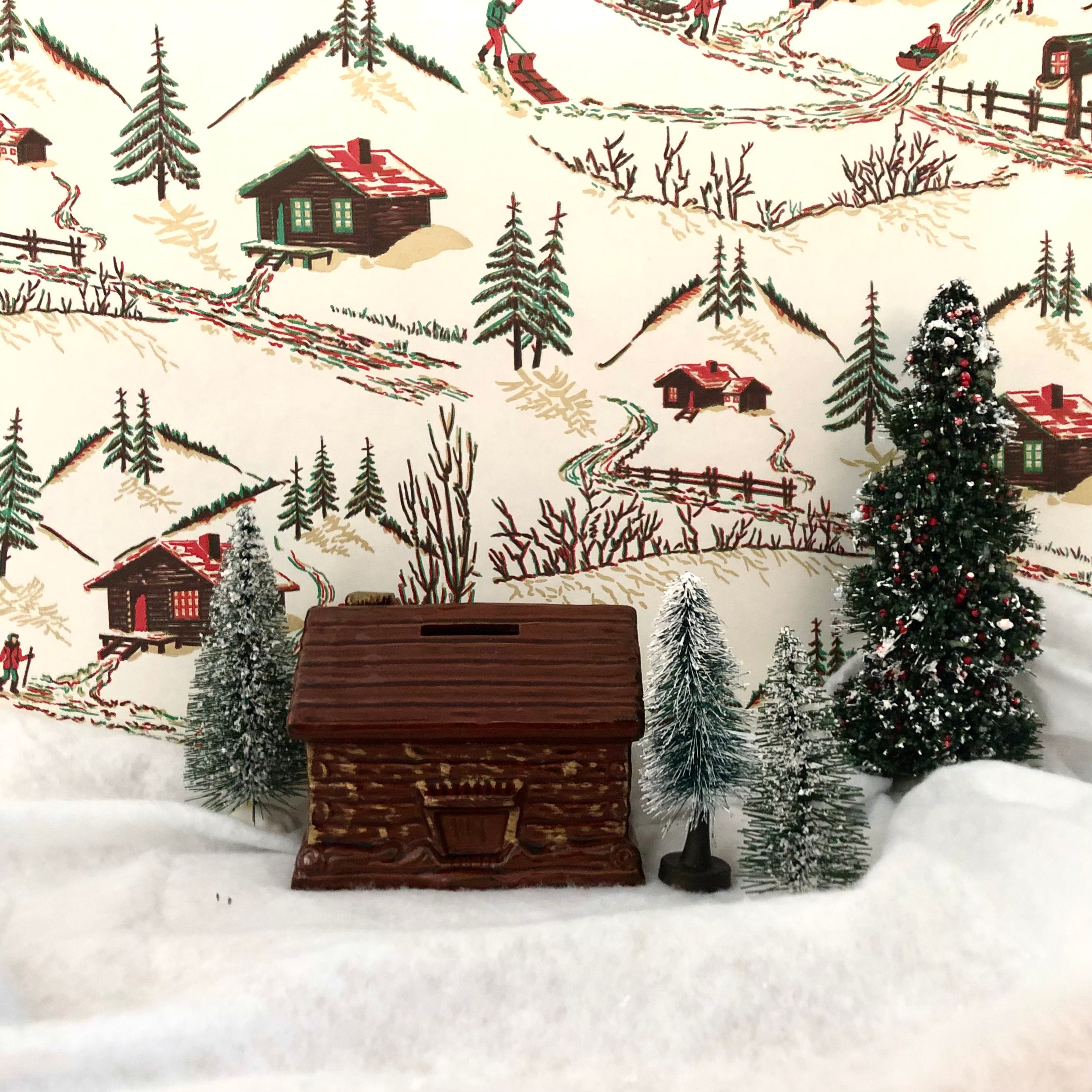 Vintage Ceramic Log Cabin Bank - Etsy