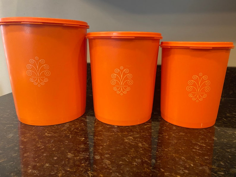 Vintage Orange Tupperware Canister Set of 3 - Etsy
