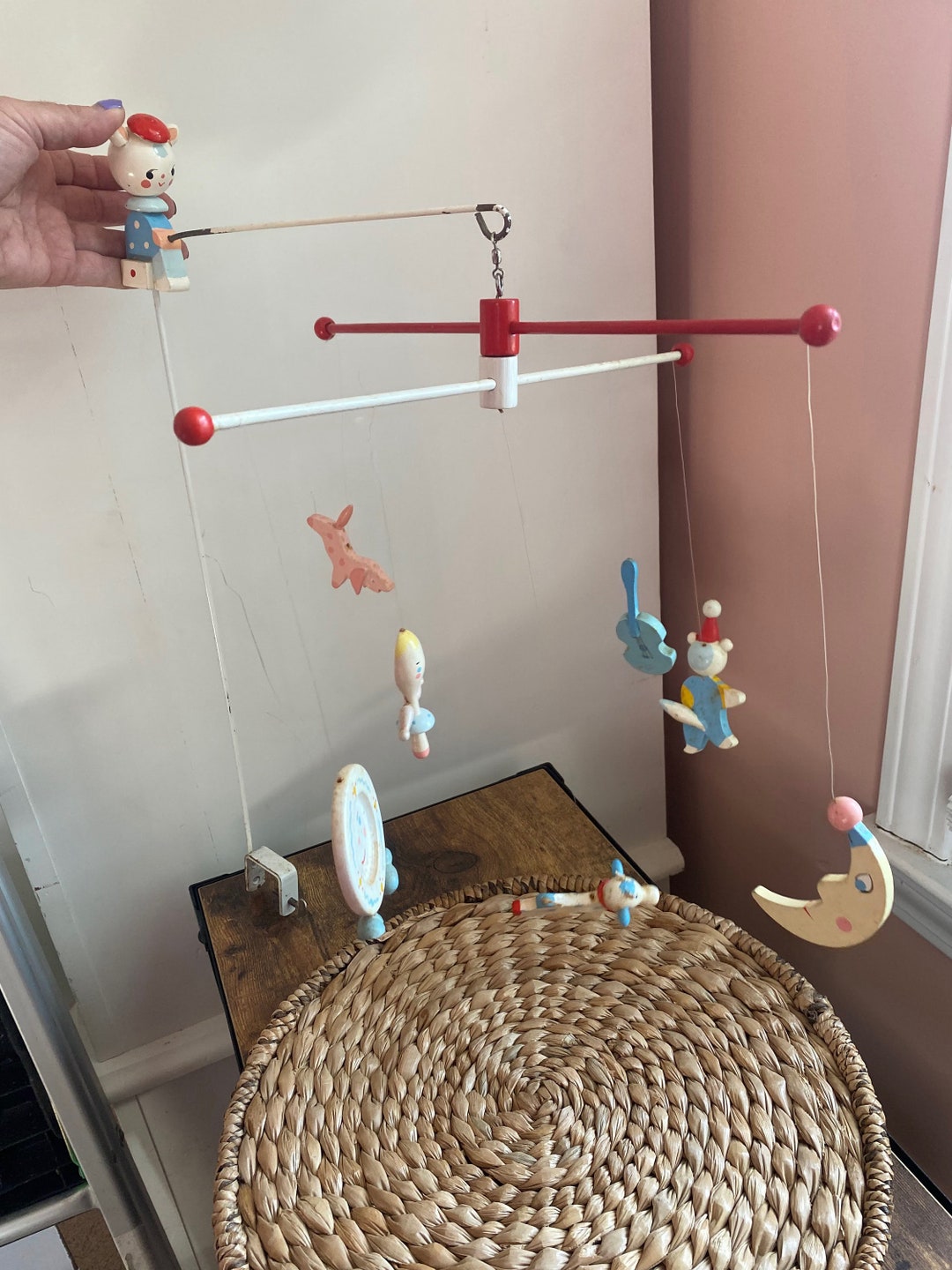 Vintage Wooden Baby Crib Mobile - Etsy