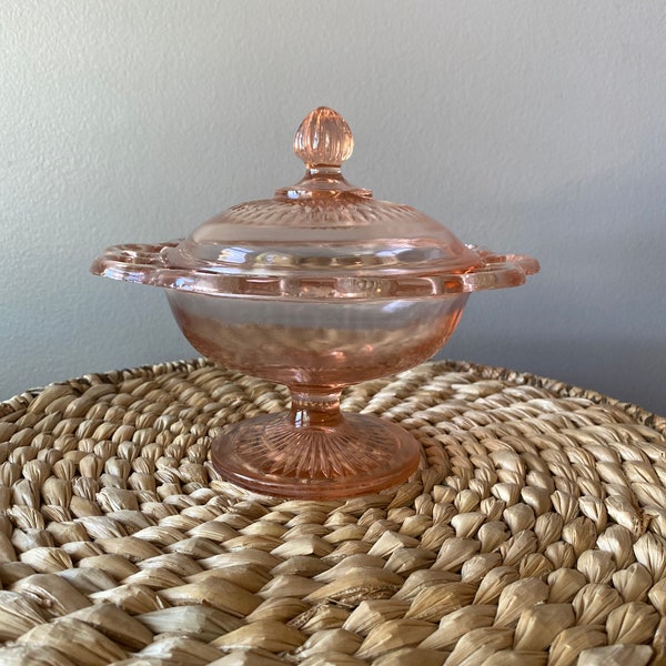 Pink Depression Glass Candy Dish - Etsy