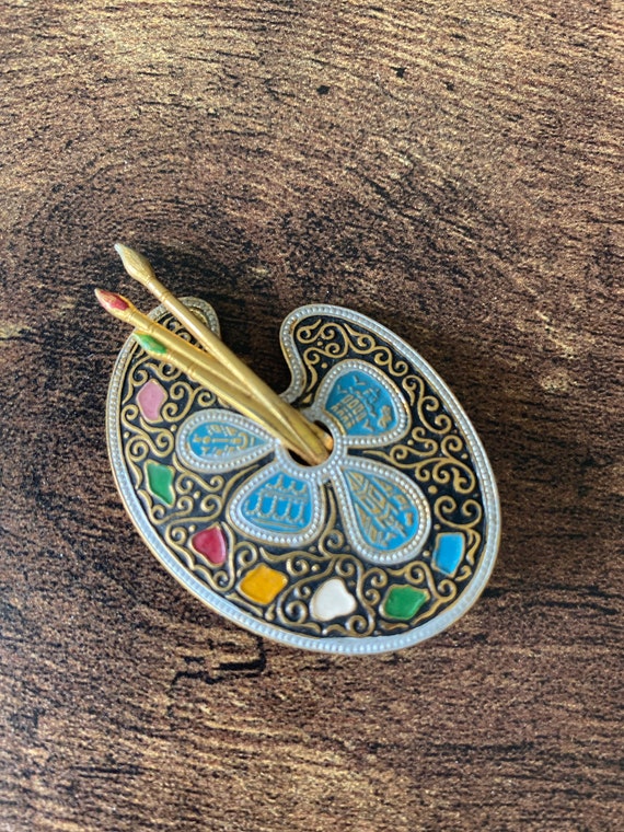 Vintage Colorful Art Palette Brooch - Etsy