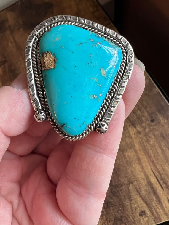 Vintage large turquoise stone ring - Gem