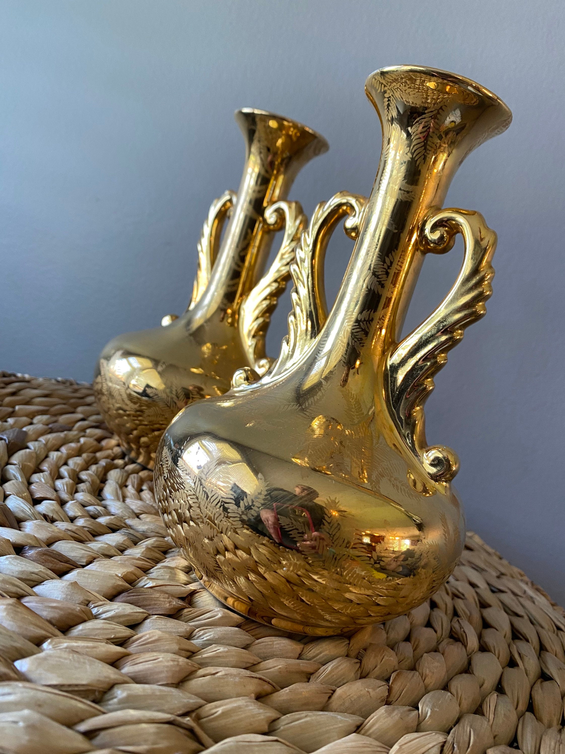 Set of Gold Vases - Etsy