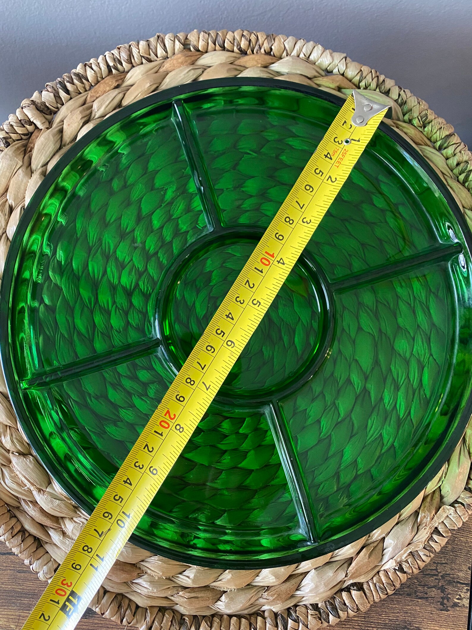 Vintage avocado green relish tray - Etsy Italia