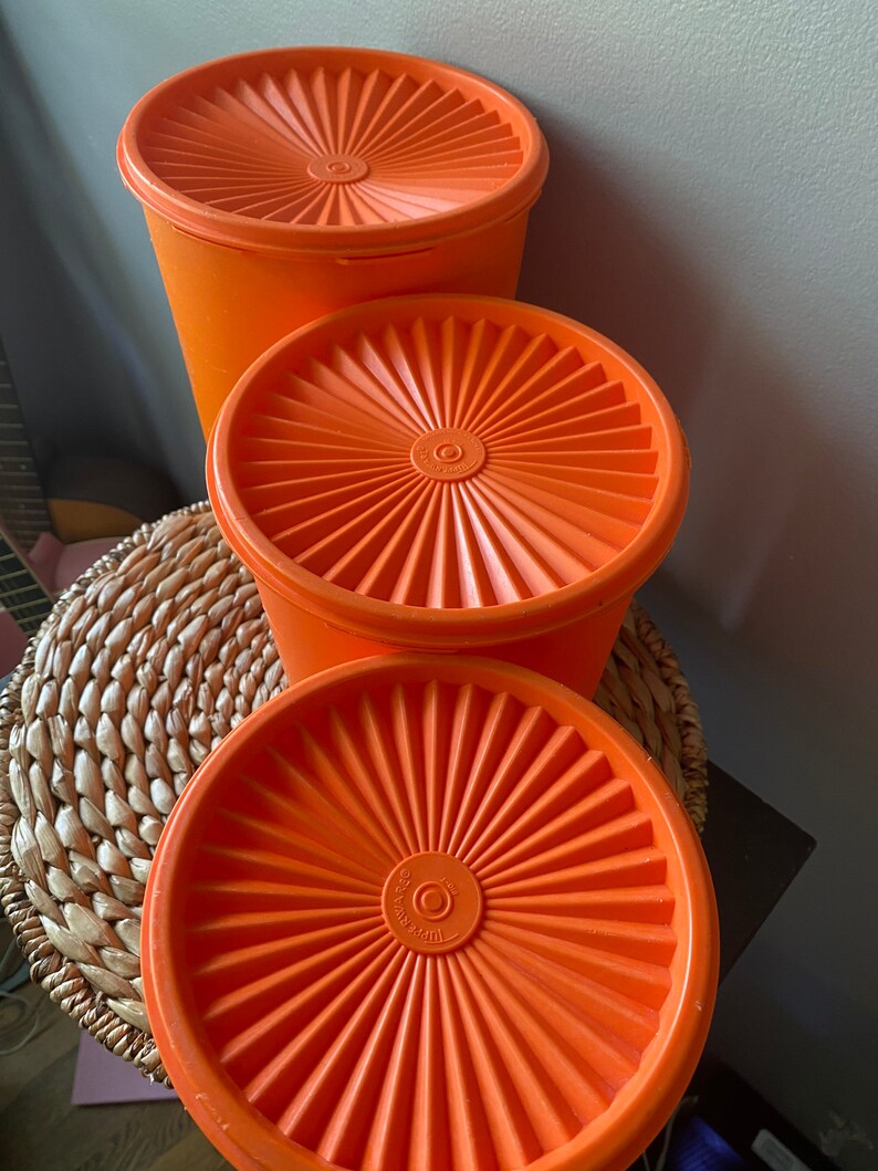 Vintage Orange Tupperware Canister Set of 3 - Etsy