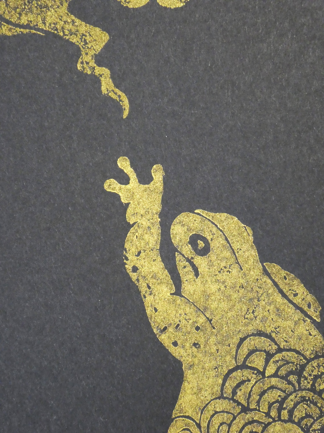 Frog, Toad, Japanese Yokai Monster Oogama Print, Hand Printed, Linocut ...