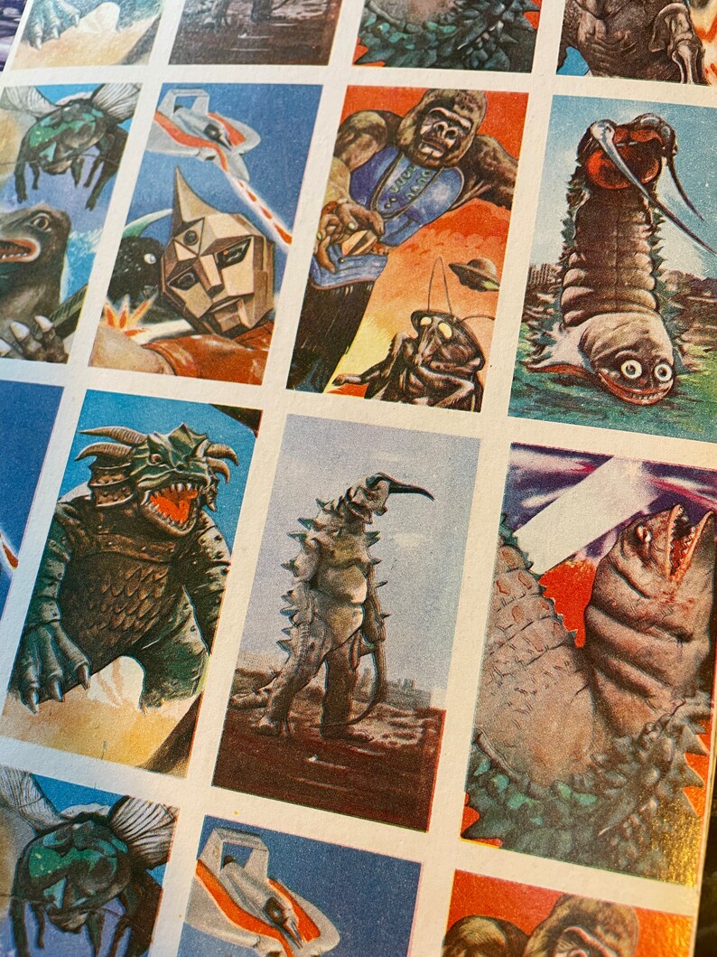 Vintage Japanese 1970's Kaiju Trading Card From Early Showa Period, Original, Uncut Sheet1 - Etsy