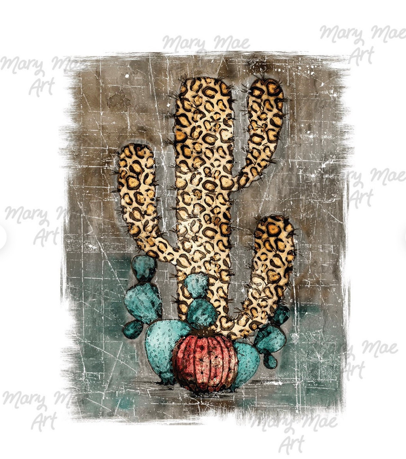 Craft Supplies & Tools Leopard Cactus Watercolor Retro Junky Fall Ready ...