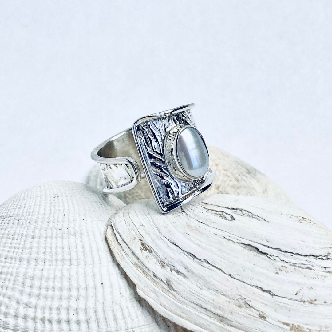 Adjustable Wrap Ring With Natural Freshwater Pearl - Handmade in ...