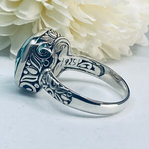 Ring With Floral Pattern and Natural Blue - Etsy