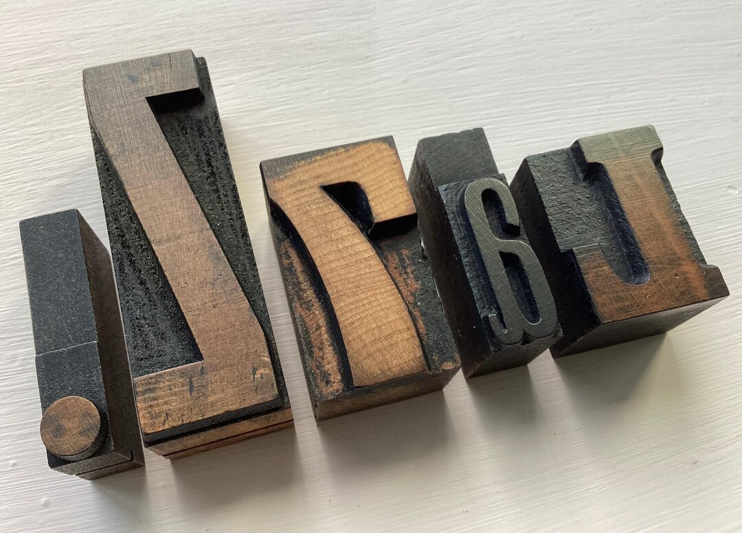Vintage Wooden Letterpress Set Printing Press Small Letters, 5 Mix ...