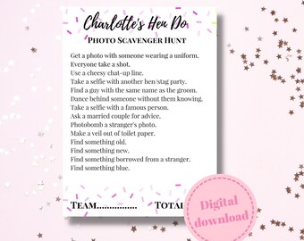 Personalised Hen Do Photo Check List Hen Party Game - Etsy
