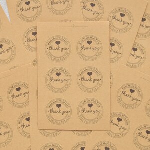 Thank You Stickers, Handmade With Love Stickers, Kraft Stickers, Party ...