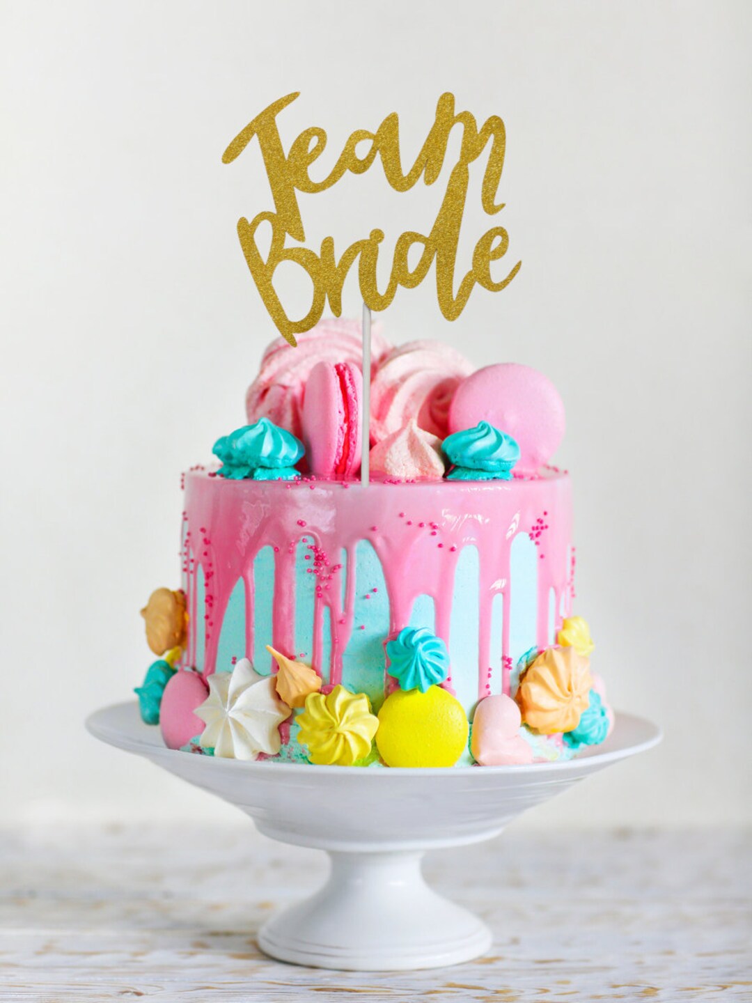 Team Bride Gold Glitter Hen Party Cake Topper, Bridal Shower Cake Decor ...