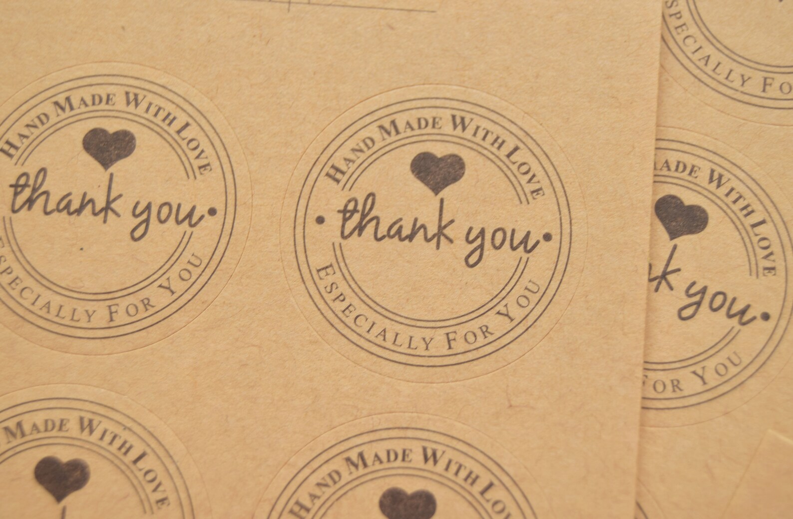 Thank You Stickers Handmade With Love Stickers Kraft - Etsy