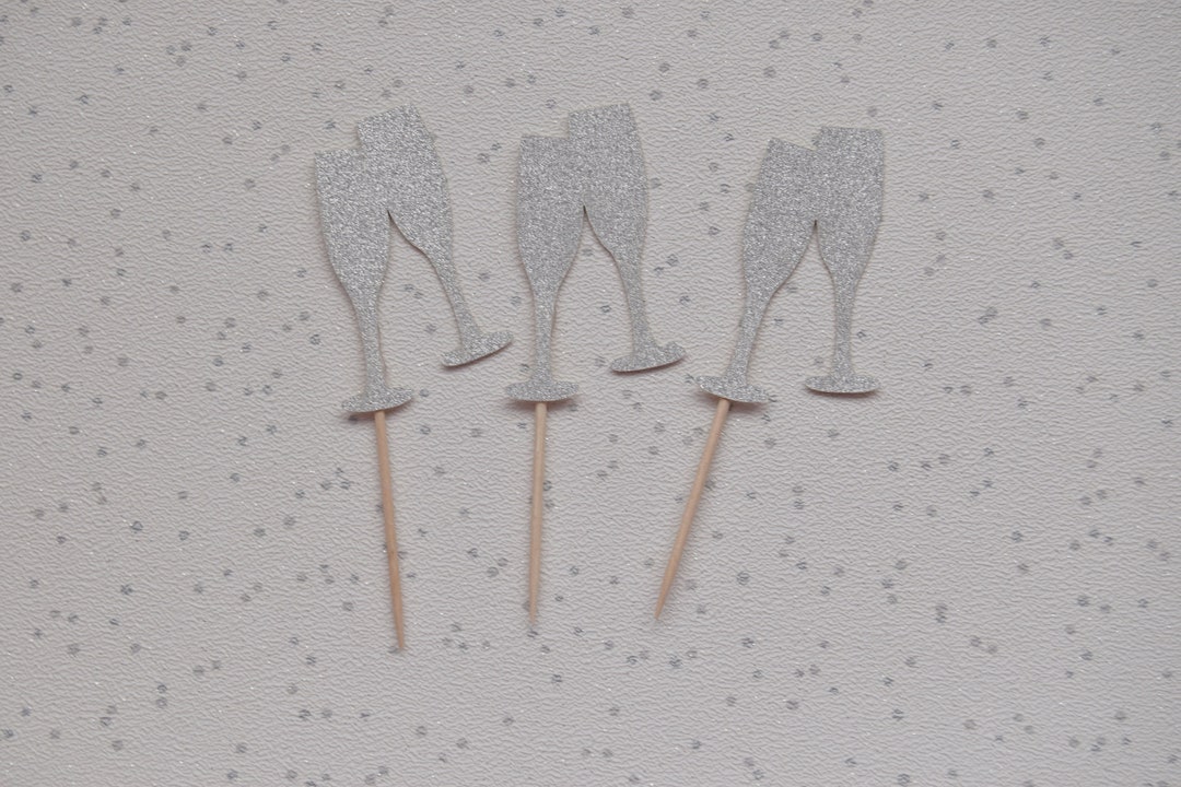 Copas de champán Cupcake Topper, Boda Compromiso Topper, Felicitaciones ...