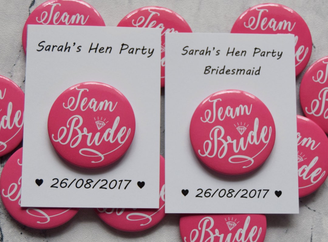 Personalised Hen Party Badges, Team Bride Badge, Hen Do Badges ...