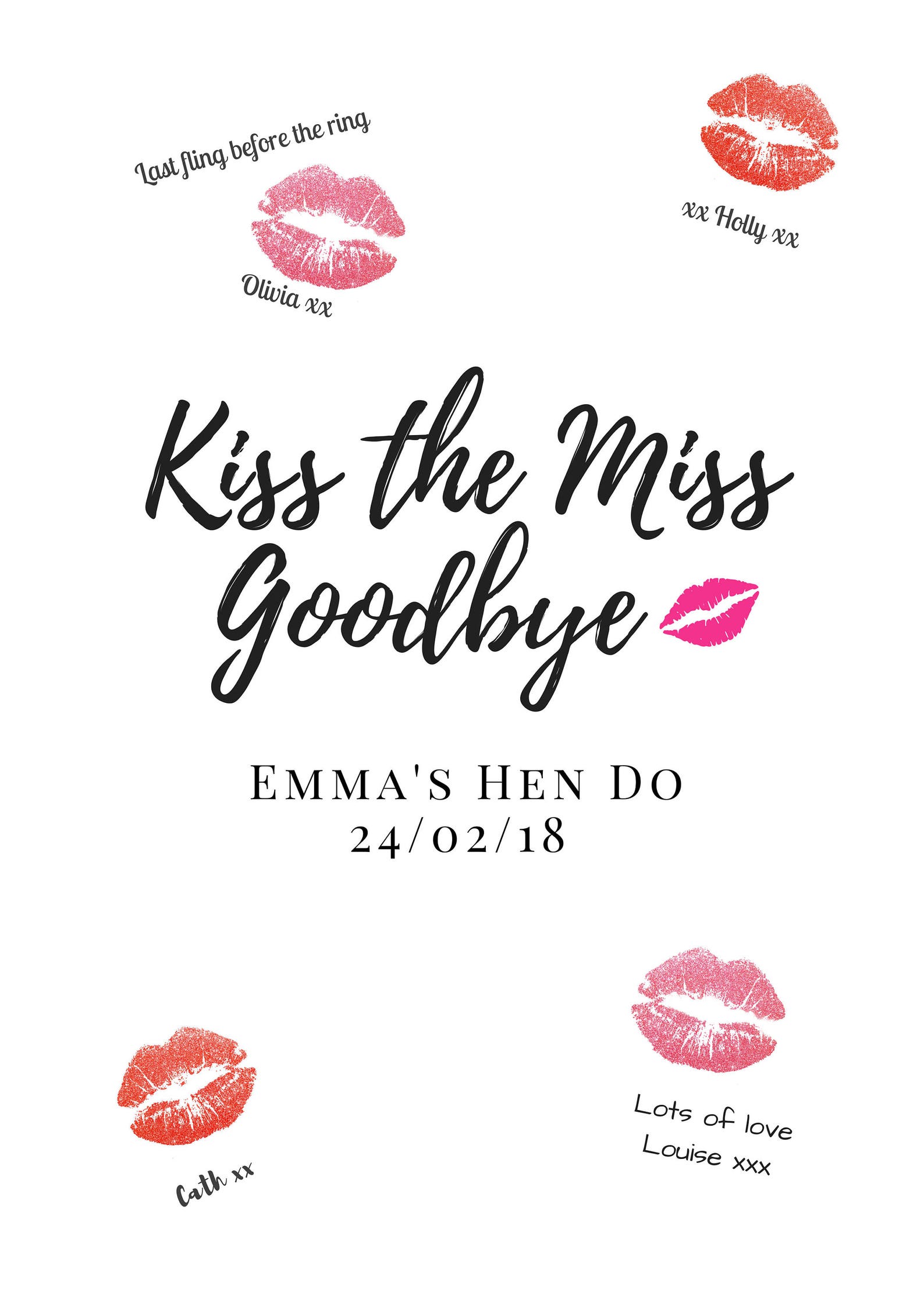 Personalised Kiss the Miss Goodbye Hen Do Keepsake Hen Party | Etsy UK