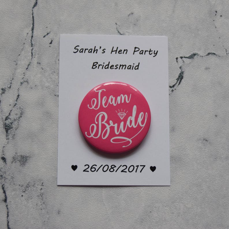 Personalised Hen Party Badges Team Bride Badge Hen Do - Etsy UK