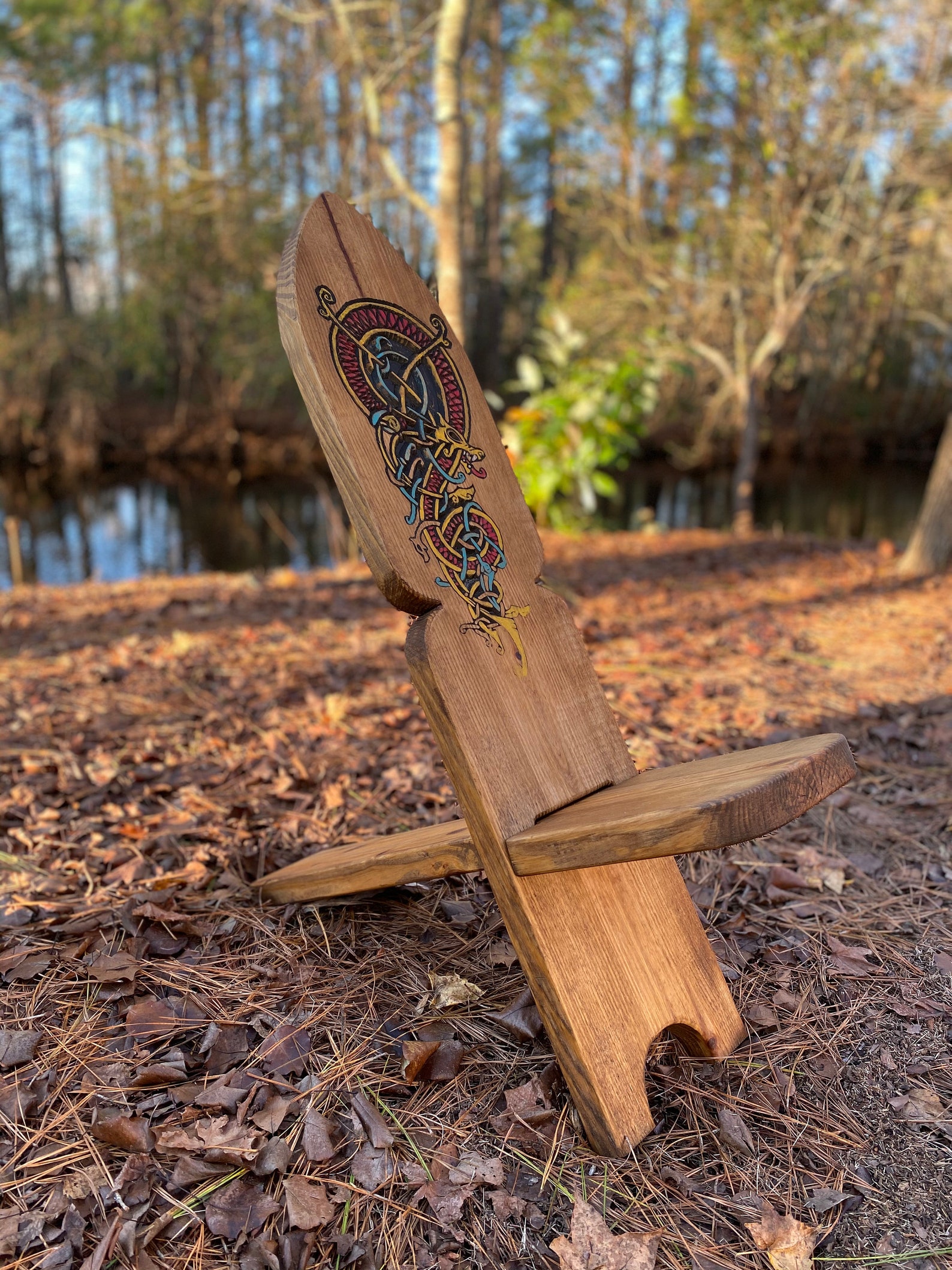 Viking Chairs Carved Hand Painted Celtic Knot Dragon Star - Etsy