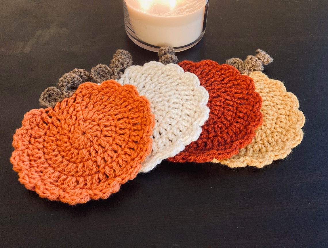 Rustic Farmhouse Fall Pumpkin Coaster Crochet Pattern - Etsy