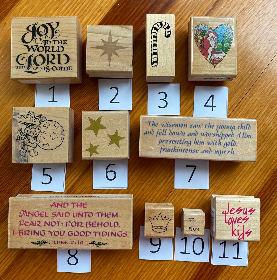 Christmas Themed Rubber Stamp Set - Etsy