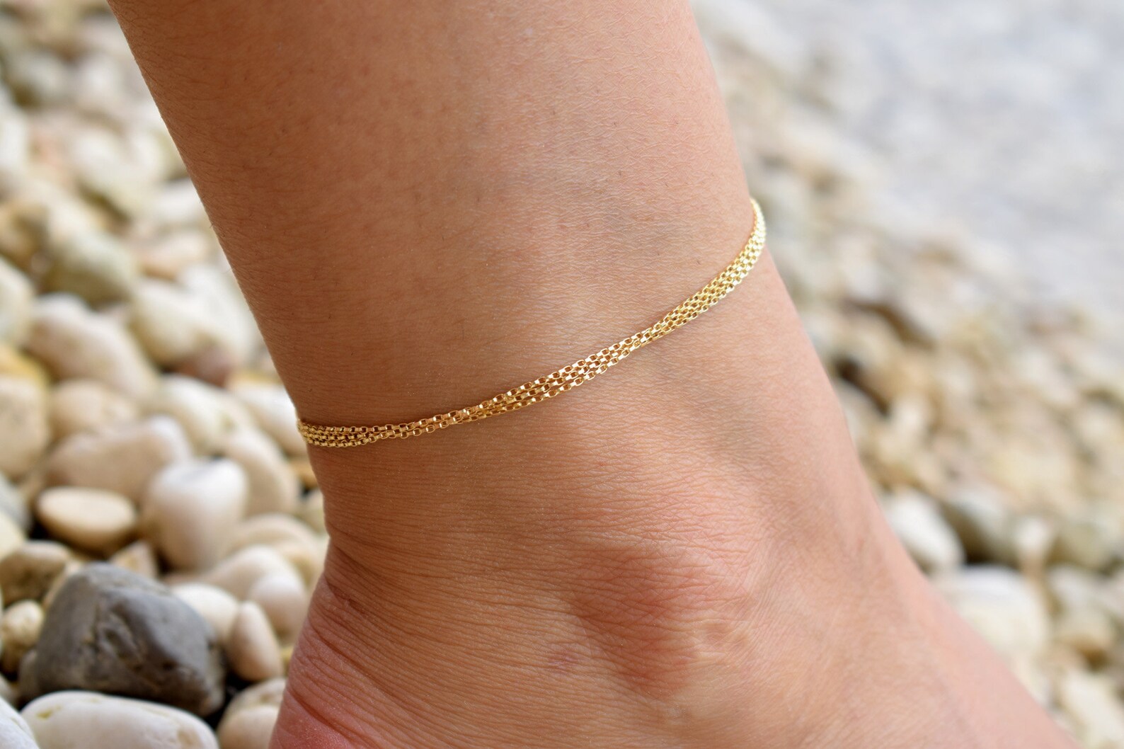Gold Chain Anklet Skinny Chain Foot Bracelet 14k Gold - Etsy