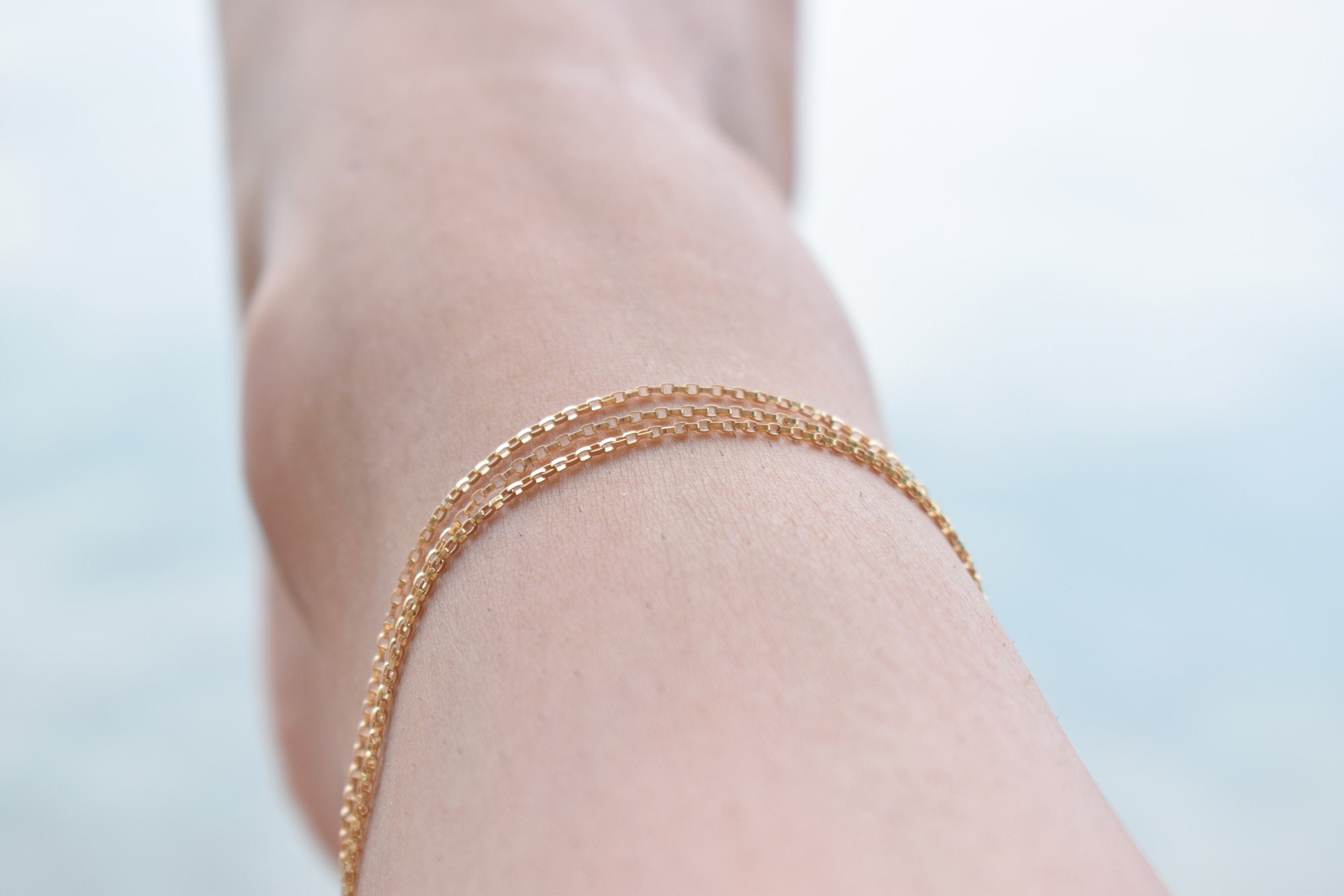 Gold Chain Anklet Skinny Chain Foot Bracelet 14k Gold - Etsy
